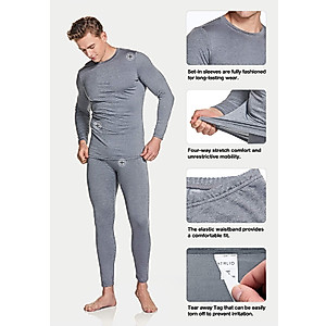 ATHLIO Men's Thermal Underwear Set, Winter Hunting Gear Comfort Fit Long Johns, Base Layer Top & Bottom for Cold Weather, Comfort Fit Set Black, Large