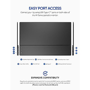 ARZOPA Portable Monitor 15.6'' FHD 1080P Portable Laptop Monitor IPS Computer External Screen USB C HDMI Display for PC MAC Phone Xbox PS5- A1 GAMUT