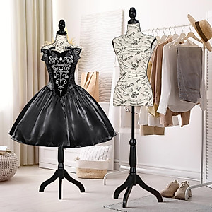 Female Dress Form Mannequin Body Foam Mannequin Torso 60-67 Inch Adjustable Dress Mannequin with Wooden Tripod Base Stand for Sewing Dressmaker Model Display Fitting Styling (Mixed)