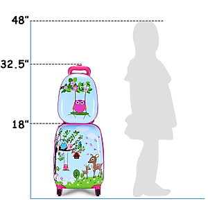 HONEY JOY Kids Luggage, 12” Travel Backpack & 16” Hard Shell Toddler Suitcase, Children Rolling Luggage with Wheels, Retractable Handle & 4 Casters, 2Pcs Carry On Luggage Set for Boys Girls(Deer)
