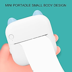 Mini Printer Inkless Easy to Carry 800mAh Rechargeable Battery Low Noise Bluetooth Mobile Thermal Printer for Notes Journal Memo Photo Study DIY Scrapbook Anatomy Flashcards Kids (Blue)
