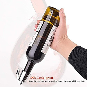 Wine Stoppers(2 PACK Bright)，Wine Bottle Stoppers Stainless Steel，Reusable Wine Saver，Wine Sealer Keeps Wine Fresh，Wine Bottle Plug With Silicone，Superior Leak-Proof，Best Gift