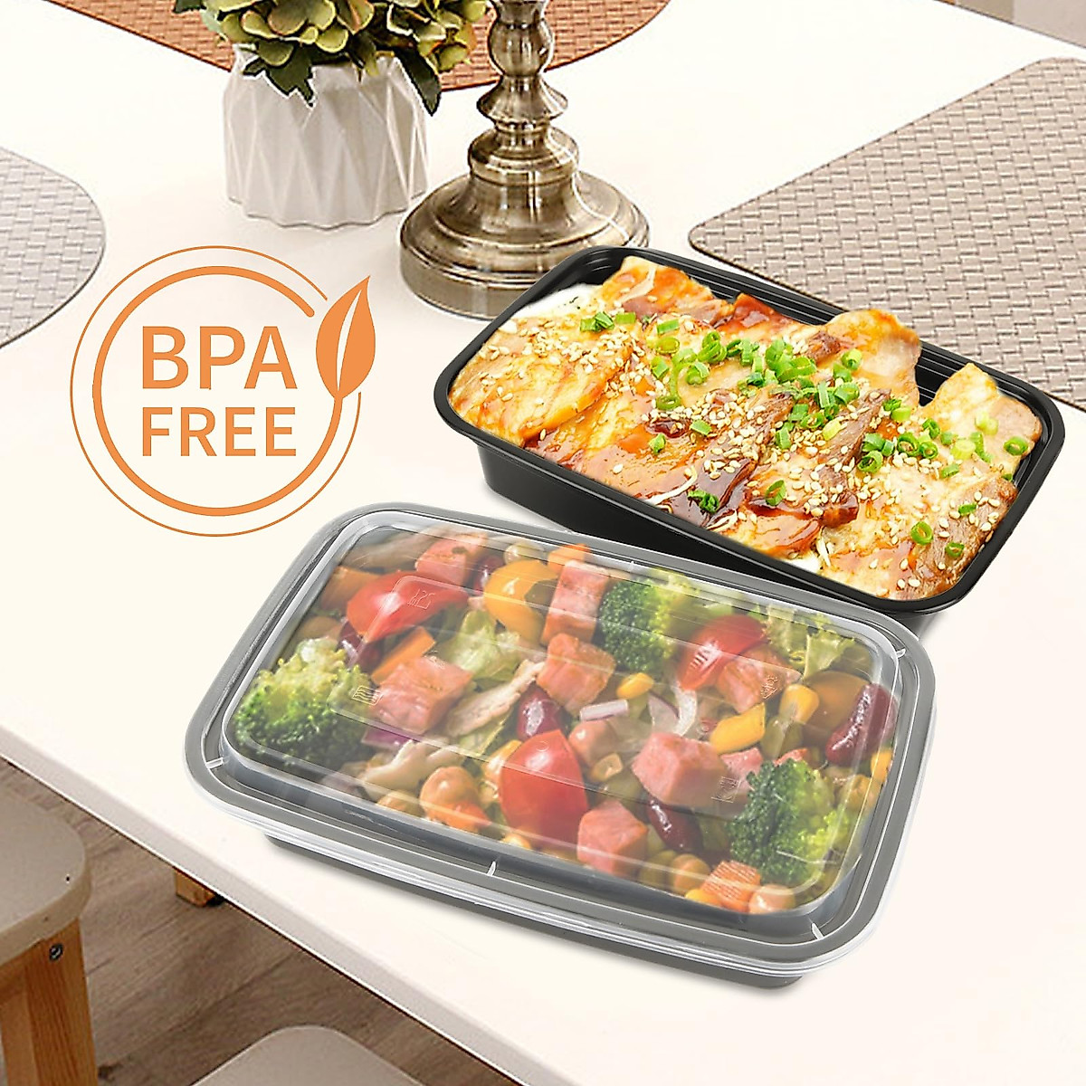 MUXHEL 20 Pcs 34 Oz Meal Prep Container Reusable, 1-Compartment Food Container Box with Lid, Microwave Safe Plastic Take Out Container with Lid for Meal Prep (BPA Free)