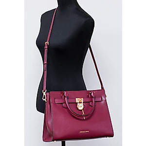 Michael Kors Hamilton Mulberry Leather Medium Satchel Crossbody Handbag