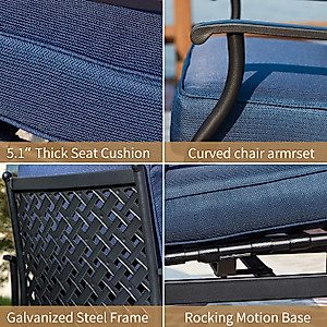 PatioFestival Patio Chairs Bistro Rocking Sofa Chair Modern Outdoor Furniture Set Conversation Sets with 5.1 Inch Thick Seat Cushions (2PCS-2, Blue)