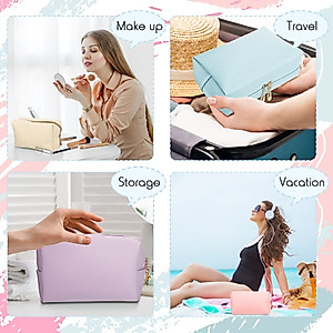 9 Pcs Small Preppy Makeup Bag Leather Zipper Cosmetic Bag Water Resistant Versatile Makeup Pouch Travel Cosmetic Organizer Portable Toiletry Bag Daily Storage Beauty Bag Organizer for Women Girls Gift