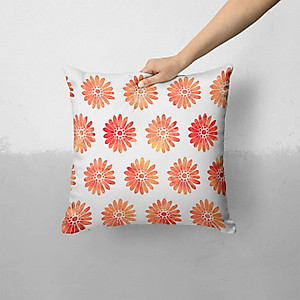 iiRov The Red Orange Watercolor Daisies - Custom Decorative Home Decor Indoor or Outdoor Throw Pillow Cover for Sofa, Bed or Couch Cushion (Pillow CASE Cover ONLY)