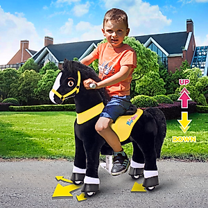 PonyCycle Pony Cycle 3-5 Authentic Ride on Toys Riding Horse Toys (with Brake/ 30" Height/Size 3) Riding Pony Rider Bouncy Animals Rocking Horse Black Walking Horse E338