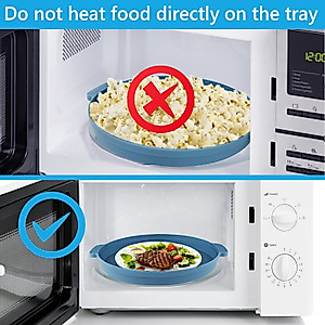 Microwave Splatter Cover with Plate Tray Set Microwave Cover for Food BPA Free 10.6 Inch Lid Microwave Splatter Guard Fit More Plates（Blue）