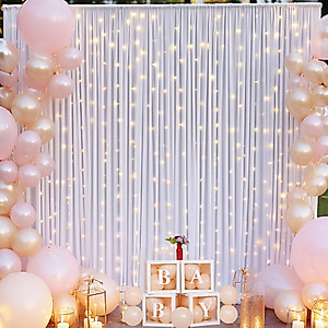 4 Panels White Backdrop Curtain for Parties Wedding Wrinkle Free White Photo Curtains Backdrop Drapes Fabric Decoration for Baby Shower 20ft(W) x 10ft(H)