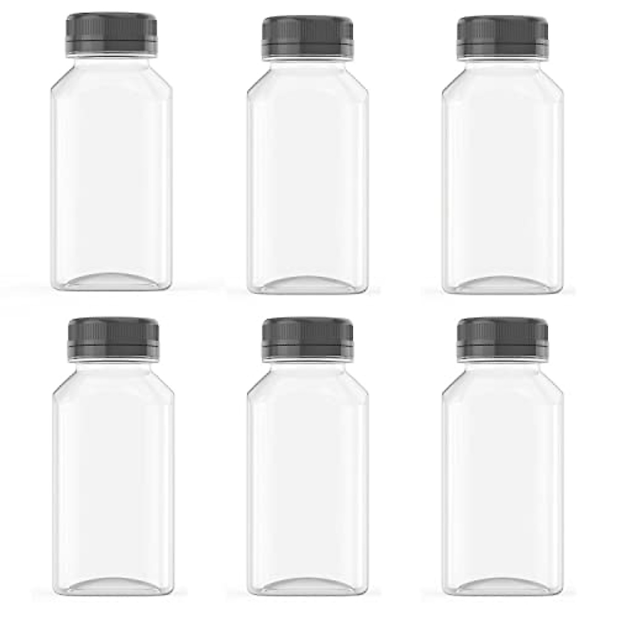 AQSXO 6 Pcs 4 OZ Plastic Juice Bottles, Plastic Milk Bottles, for Juice, Milk and Other Beverages.