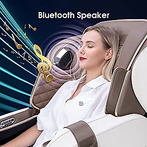 Cyberix MF600 2023 Massage Chair, Zero Gravity Massage Recliner,Full Body Airbag Massage,Waist Heat,Bluetooth Speaker (Beige)