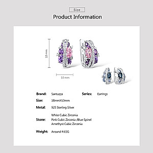 Santuzza 925 Sterling Silver Twist Dangle Earrings Amethyst Pink Cubic Zirconia Drop Earrings for Women