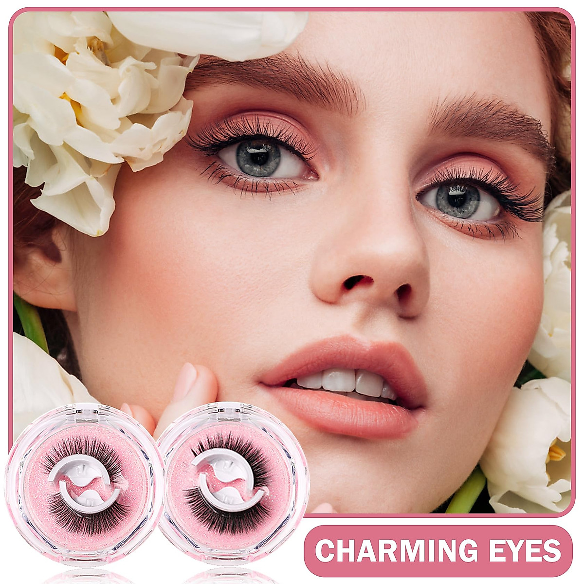 Self Adhesive Eyelashes,Reusable Self adhesive Eyelashes,No Glue Reusable Adhesive Eyelashes,False Eyelashes Natural Look,Self Sticking Eyelashes for Women (Pack of 2 Pairs)