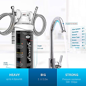Frizzlife Under Sink Water Filter System-NSF/ANSI 53&42 Certified High Capacity Direct Connect Under Counter Drinking Water Filtration System-0.5 Micron Reduces Lead, Chlorine, Bad Taste & Odor
