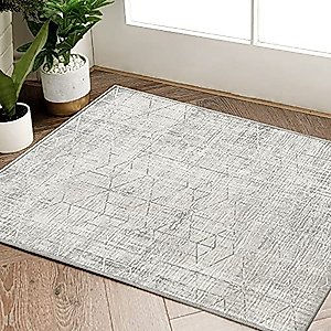 jinchan Area Rug 2x3 Blue Entryway Rug Modern Carpet Indoor Floor Cover Vintage Mat Foldable Thin Rug Geometric Accent Rug for Living Room Bedroom Kitchen Doormat Non Slip