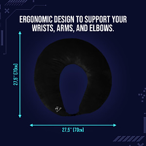 Rare Gaming Pillow | Ergonomic Gaming Lap Pillow Provides Wrist & Elbow Support, Reduces Shoulder & Neck Pressure | Plush Arm Rest Pillow with a Washable Cover & Easy-Storage Clip, (Black)