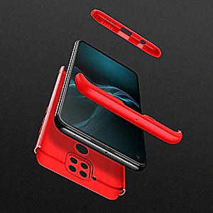 Asdsinfor Compatible with Xiaomi Redmi Note 9 Case 3 in 1 360 Degree Full Body Case Premium Slim Hard PC Plastic Anti-Scratch Bumper Compatible with Xiaomi Redmi 10X 4G 3 in 1 Red AD