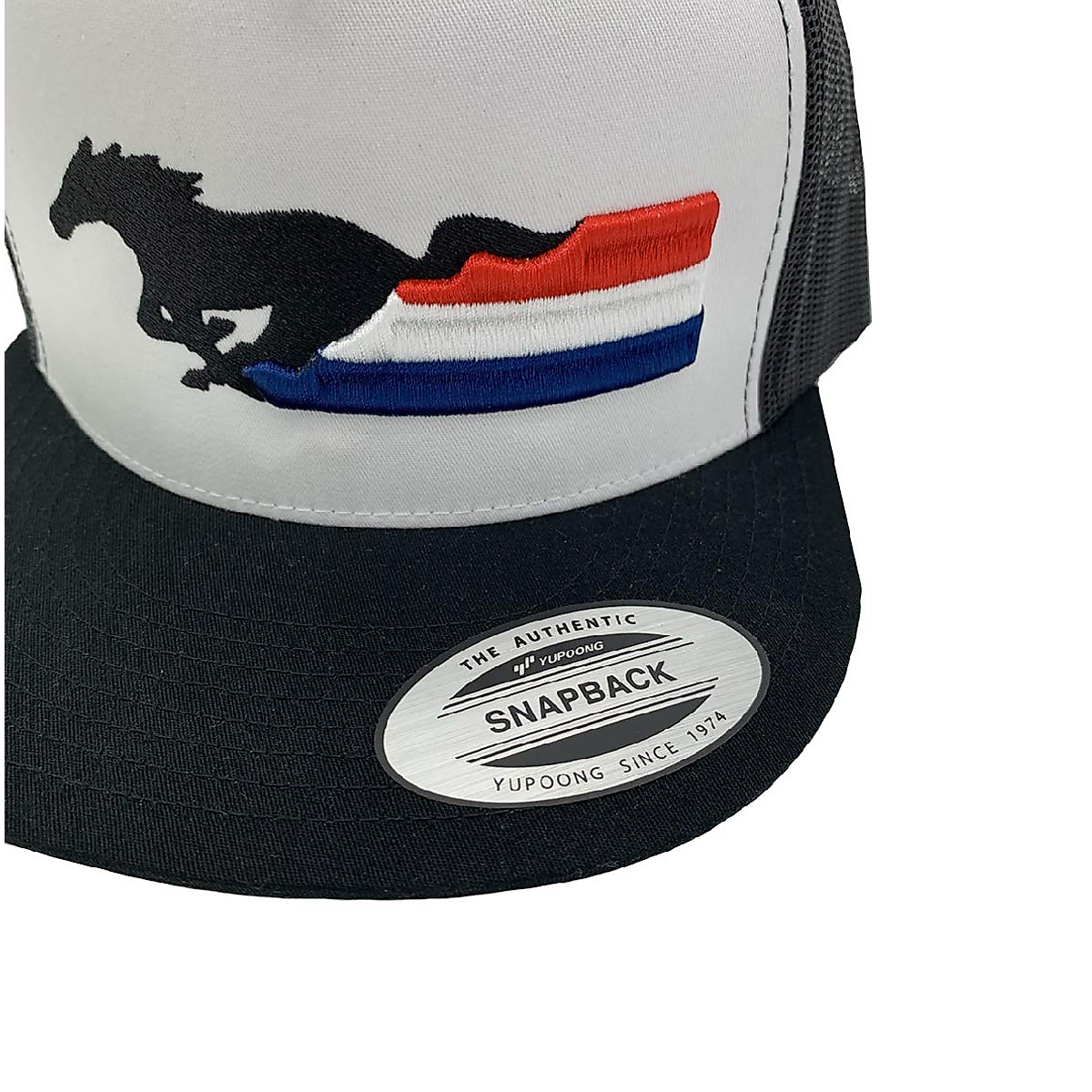 CMFRTS Mustang Horse Snapback Trucker hat - Surfing, Golf, Hiking BlackWhite, One Size