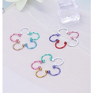 Drperfect 48Pcs 16G Surgical Steel Horseshoe Nose Septum Rings Piercing Jewelry Balls & Spikes Cartilage Helix Tragus Earring Hoop Eyebrow Lip Piercing Ring for Women Men 6mm 8mm 10mm 12mm