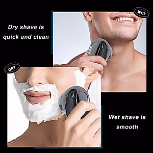 Ssoiew Mini Shaver, Portable Electric Razor for Men, Waterproof & Pocket Size, Wet & Dry, USB Rechargeable, Compact & Portable Travel, Powerful Shaver for Men (Silver)