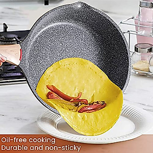 Starunder Induction Nonstick Skillet Frying Pan With Lid,Swiss Granite Omelette Pan, Scratch-Resistant Safe Cookware Set，PFOA Free(8 inch)