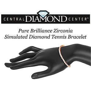 Central Diamond Center Silver Pure Brilliance CZ Tennis Bracelet- 8-5.0mm-18.50cttw Equivalent Diamond Weight-Rose Gold Plated