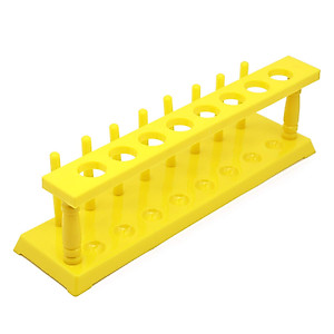 Plastic Test Tube Stand, 2 Pieces Yellow Tube Holder Rack for Laboratory, Detachable, 20mm Hole Diameter (8 Hole)
