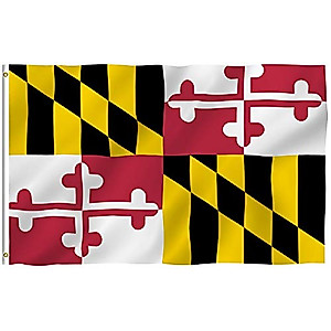 Anley Fly Breeze 3x5 Foot Maryland State Polyester Flag - Vivid Color and Fade proof - Canvas Header and Double Stitched - Maryland MD Flags with Brass Grommets 3 X 5 Ft