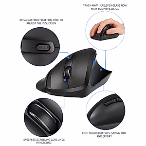 Censi Newtral Ergonomic Mouse,Vertical Wireless Mouse - 2.4GHz Optical Vertical Mice : 3 Adjustable DPI 800/1200/1600 Levels, for Laptop, PC, Computer,Notebook etc,
