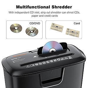 Bonsaii Paper Shredder for Home, 8-Sheet StripCut CD and Credit Card Paper Shredder for Home Office Use, Shredder Machine with Overheat and Overload Protection, 3.4 Gallons Wastebasket,Black (S120-C)