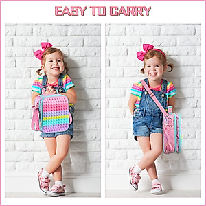 Woosir Lunch Bag for Kids Girls Pop Insulated Lunch Box Christmas Gift Pink Cute Lunch Tote Bag Box for Girls Leakproof with Removable Shoulder Strap for Picnic Travel Camping