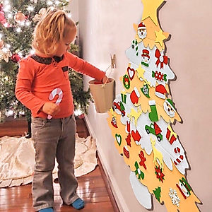 AerWo DIY Felt Christmas Tree Set, 3FT Felt Christmas Tree for Kids Wall with 35PCS Detachable Felt Ornaments for Christmas Tree, Xmas Felt Tree for Christmas Wall Hanging Decorations