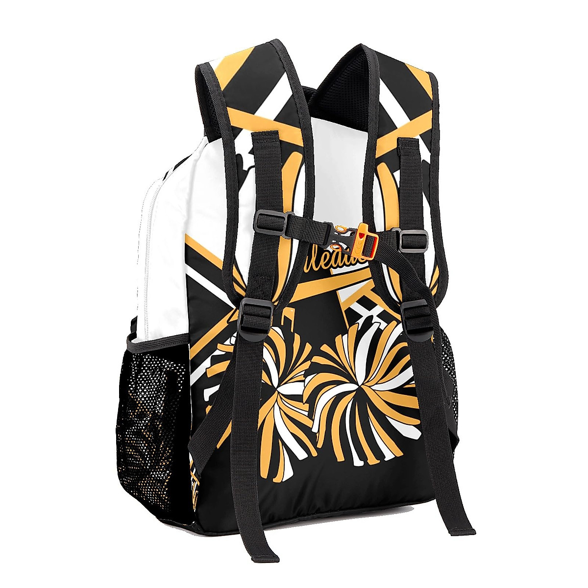 SunFancyCustom Custom Cheer Cheerleader Black Gold Personalized Causual Shoulder Bag Sports Leisure Camping Backpack for Women Men