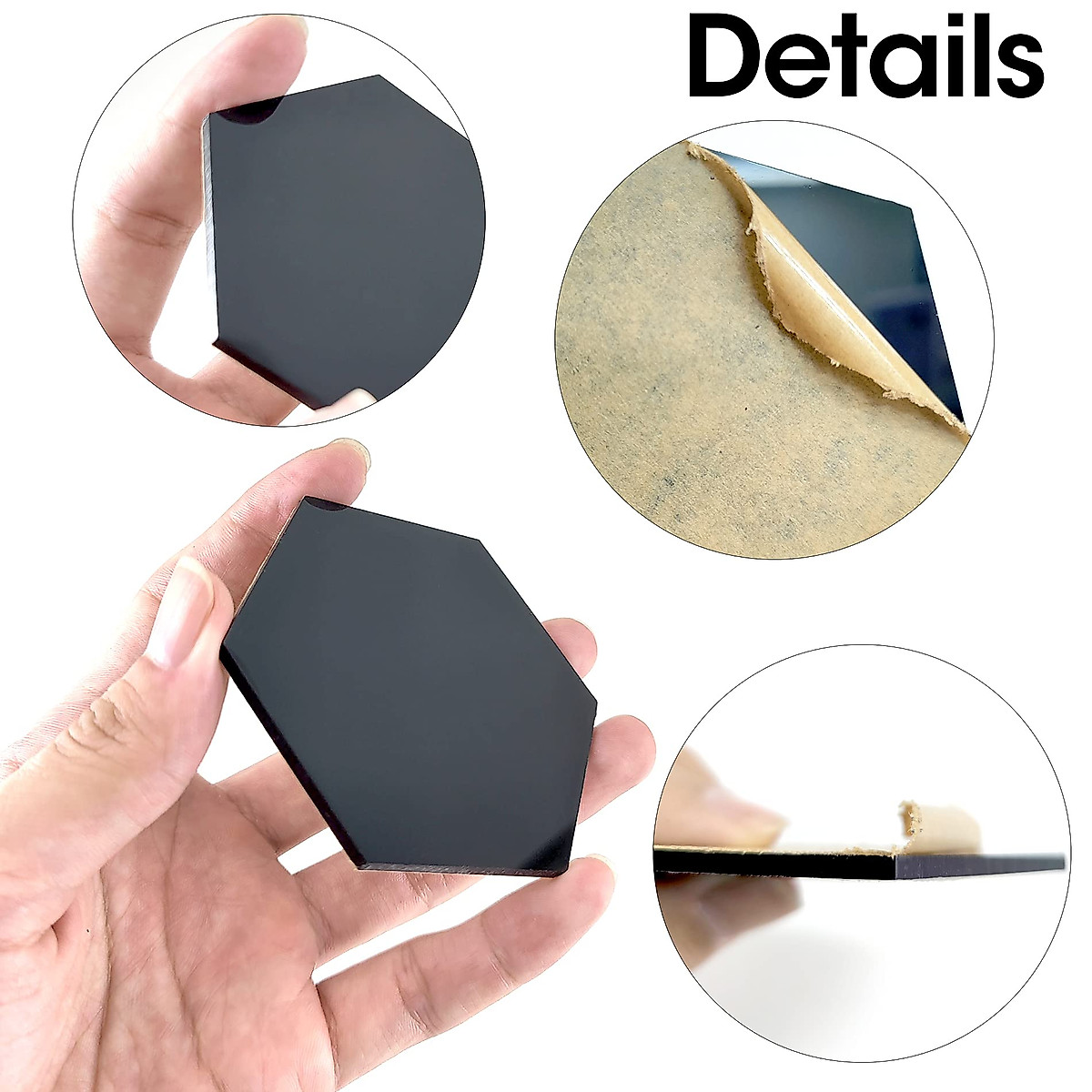 Reofrey 25Pcs Acrylic Sheets Black Hexagon Acrylic Place Cards for Wedding Party Table Special Seat Guest Blanks Handwritten Calligraphy Name Escort Card Signature Logo Signs DIY Label Banquet Decor