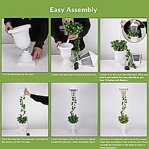 GREATDAY 3.5-feet Home Decorated Pre-Lit Lamp Post with Artificial Plants and 20 LED Lights with Timer by Batteries Operated for Front Door,Entryway, Patio Porch Home Decorations,Garden Use