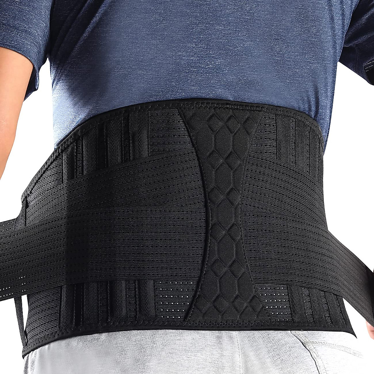 Racbeuk Lumbar Support Belt Lower Back Brace for Lifting, Herniated Disc, Sciatica, Pain Relief,Breathable Lumbar Brace for Men & Women