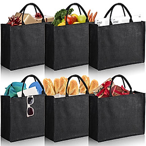 DEAYOU 6 Pack Jute Tote Bag, Burlap Gift Tote with Handle, Grocery Shopping Bag for DIY, Wedding,15.4''x12.2''x5.9''