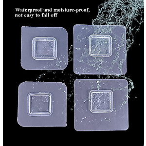 CARURLIFF 12 PCS Wall Mounted Replacement Sticky pads for Kitchen Bathroom Shower Caddy Organizer Rack Holder Nail Free Adhesive Hooks (Square)