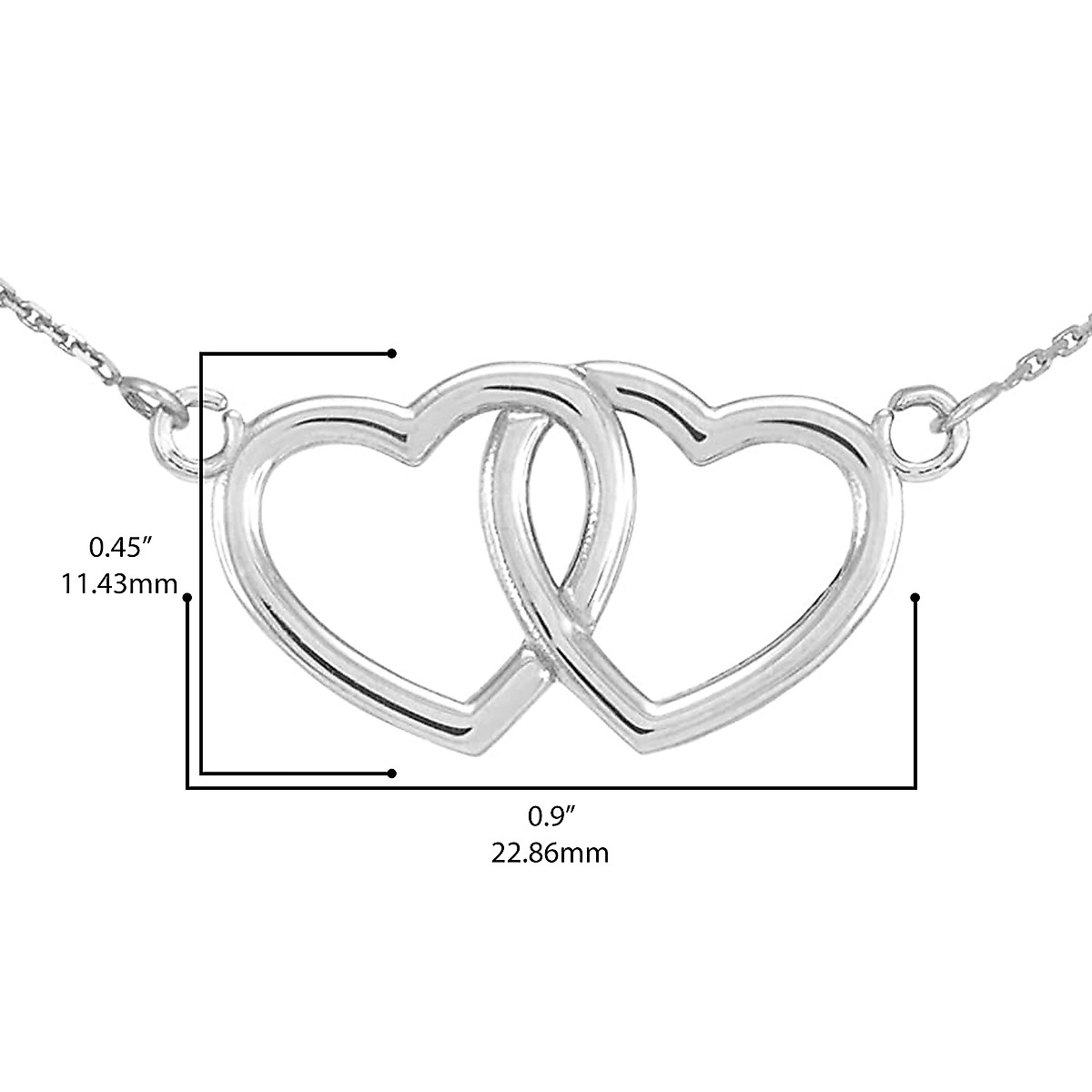 925 Sterling Silver Double Open Heart Necklace, 16"