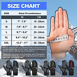 Souke Sports Winter Cycling Gloves Men Women, Touch Screen Padded Bike Glove Water Resistant Windproof Warm Anti-Slip for Running, Biking, Workout(Red,XX-Large)