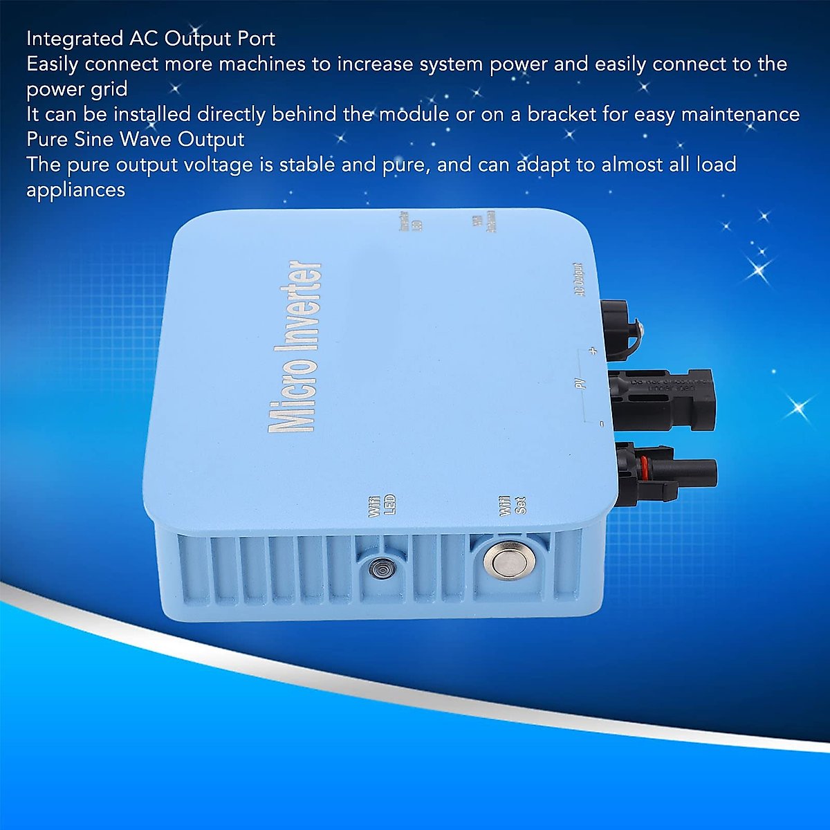 Grid Tie Inverter, DC PV Input MPPT Pure Sine Micro Inverter, WiFi or Mobile APP Monitor, Automatic Power Lock, 120V Waterproof Solar Panel Inverter with Integrated AC Output