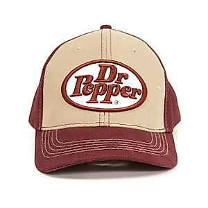 Tee Luv Dr Pepper Logo Baseball Hat (Maroon and Beige)