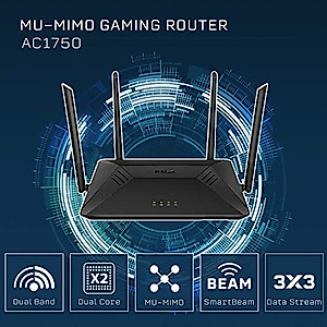 D-Link WiFi Router, AC1750 Wireless Internet for Home Gigabit Streaming & Gaming Smart Dual Band MU-MIMO Parental Controls QoS (DIR-867-US), Black