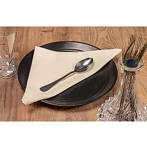 Fingercraft Dinner Cloth Napkins, Cotton Linen Blend 12 Pack Natural Premium Quality, Mitered Corners for Every Day Use Napkins are Pre Shrunk and Good Absorbency Christmas Cloth Napkins Ivory