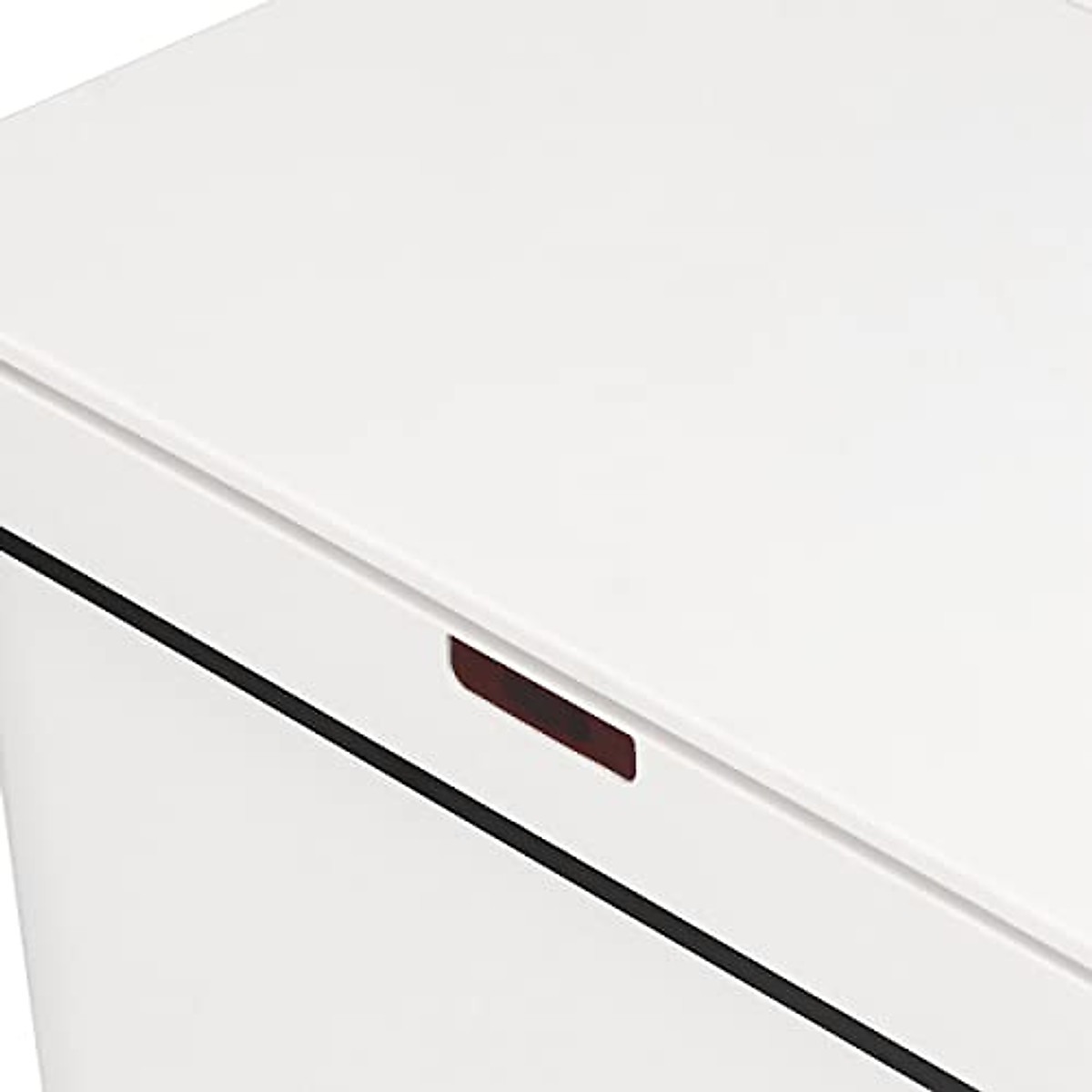 SIMPLI-MAGIC 79503 13 Gallon Touchless Sensor Trash Can, Rectangle Garbage Bin, Perfect for Home, Kitchen, Office, White