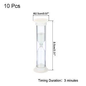 PATIKIL 3 Minute Sand Timer, 10Pcs Small Sandy Clock with Plastic Cover, Count Down Sand Glass for Games, Kitchen, Party Favors DIY Decoration, White