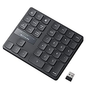 SurnQiee Wireless Numeric Keypad, 2.4G Rechargeable Number Pad 35-Keys for Efficient Data Input