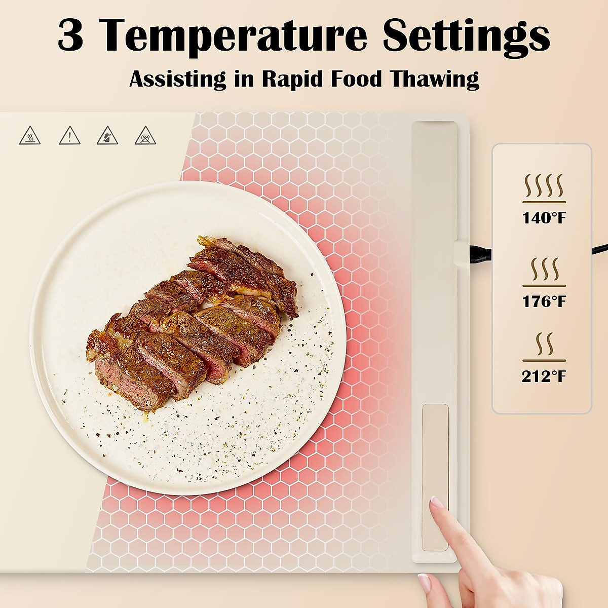 Tobiilw Electric Fast Warming Tray, 2024 New Food Warmers Adjustable Temperature, Full Surface Heating Mat, Roll-up Warming for Home Parties