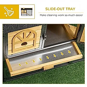 PawHut 47" Wooden Rabbit Hutch Outdoor with Run, Metal Frame, 2-Story Bunny Rabbit Cage with Removable Tray, Ramp, Bunny Hutch with Space-Saving Design